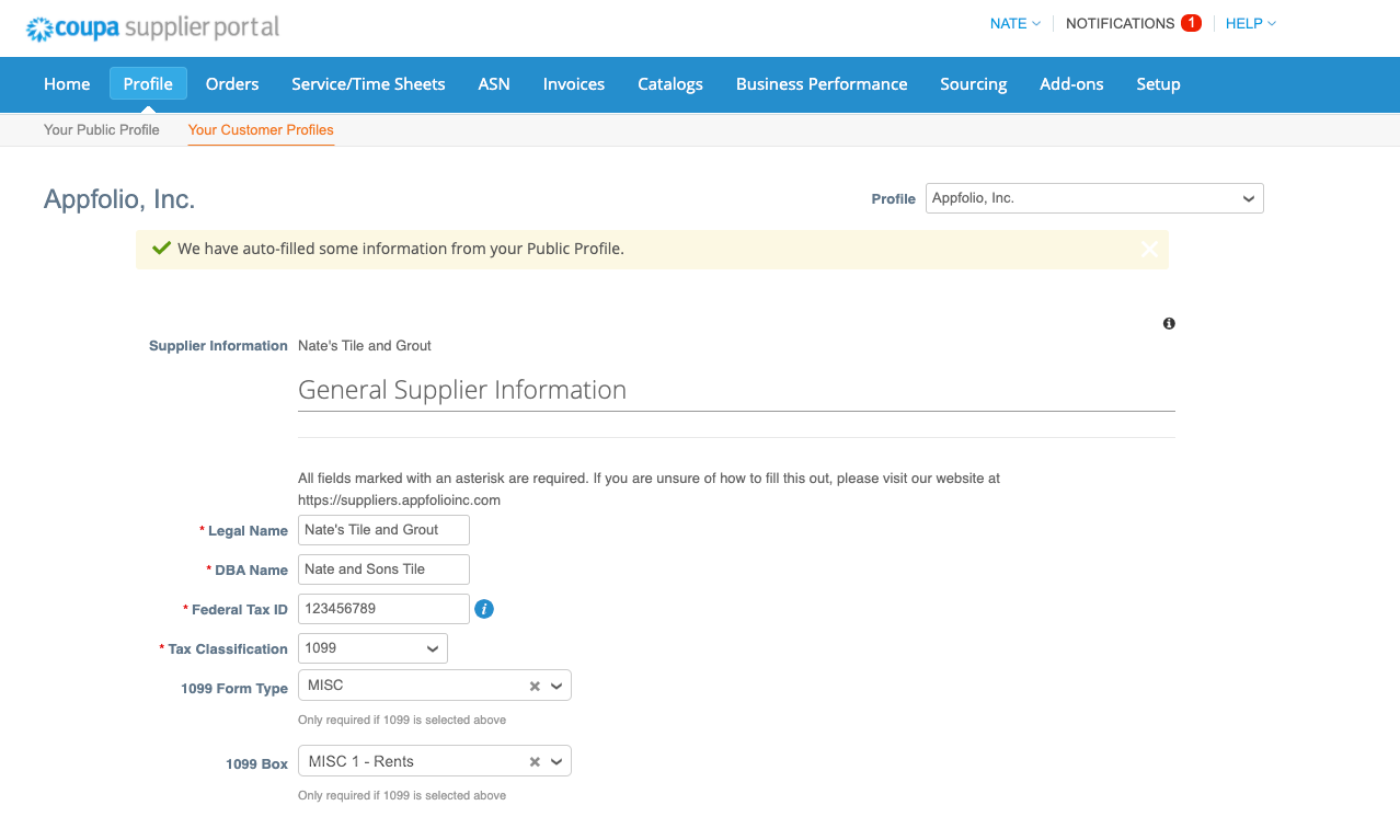 Completing AppFolio’s Supplier Onboarding Form